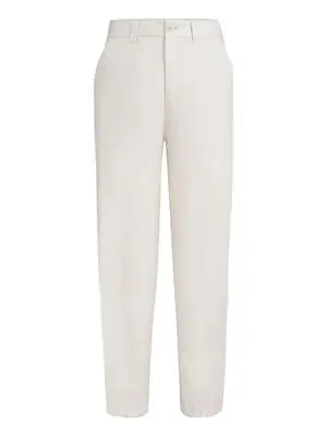 Brunello Cucinelli Linen Micro Chevron Trousers With Drawstrings - White