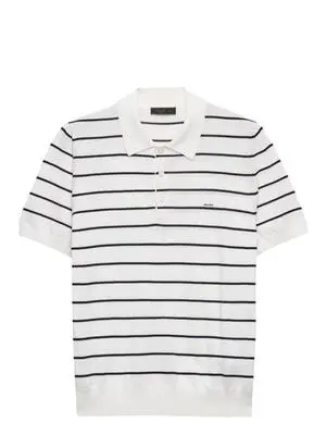 PRADA Short-sleeved Striped Cotton Polo Shirt