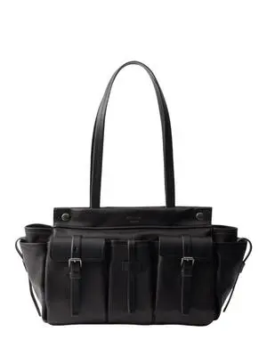 Prada Route Large Leather Tote Bag - Black
