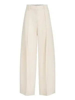 Brunello Cucinelli Wool Pleated Straight-leg Trousers - Milk