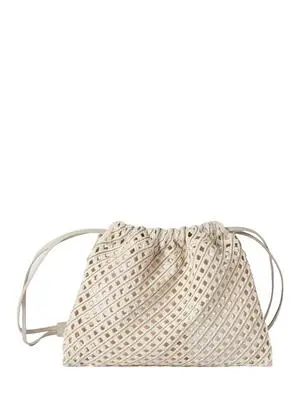 Brunello Cucinelli Small Bucket Bag In Cotton Net - Ivory
