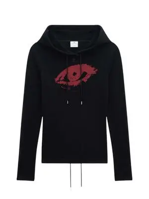 COURREGES Graphic-print Mesh Hoodie - Black