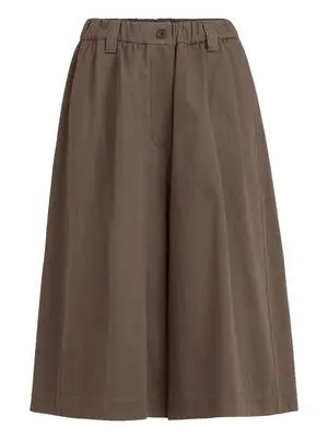 Brunello Cucinelli Couture Cotton Gabardine Long Bermuda Shorts With Monili - Pine Cone Brown