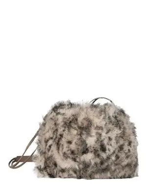Brunello Cucinelli Lynx-effect Shearling Pouch Bag With Monili - Beige