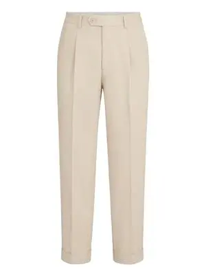 Brunello Cucinelli Cotton And Virgin Wool Gabardine Pleated Trousers - Ivory