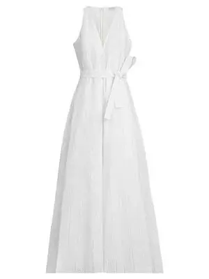 Brunello Cucinelli Techno Cotton Poplin Broderie Anglaise Maxi Dress - White