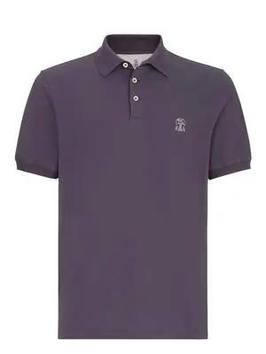 Brunello Cucinelli Cotton-piqué Polo Shirt With Logo - Violet