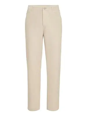 Brunello Cucinelli Garment-dyed Five-pocket Trousers In Cotton Narrow-wale Corduroy Sand-colored