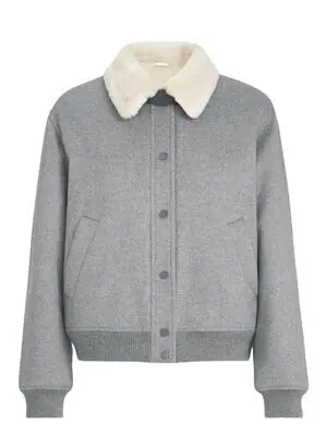 Brunello Cucinelli Cashmere And Alpaca Bomber Jacket - Grey