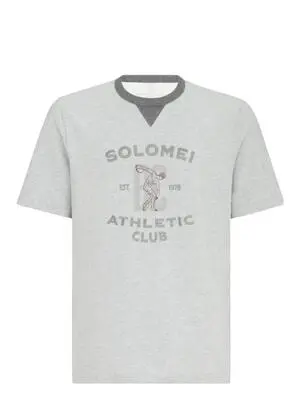 Brunello Cucinelli Cotton-jersey Crew-neck T-shirt With Print - Grey