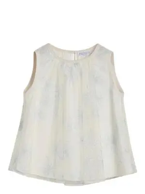 Brunello Cucinelli Sparkling Daisy Print Tulle Top - Panama