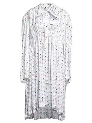 Balenciaga Midi Dress With Gathered Detail And Bow-tie Neckline - White