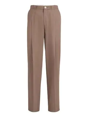 Brunello Cucinelli Cotton Crêpe Batavia Trousers With Pleat - Brown