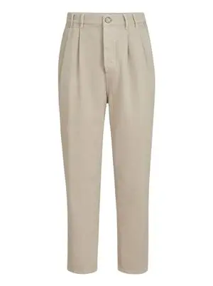 Brunello Cucinelli Garment-dyed Denim Trousers With Double Pleats - White