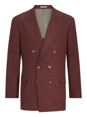 Brunello Cucinelli Virgin Wool And Cashmere Flannel Cavallo Tailor Blazer - Burned