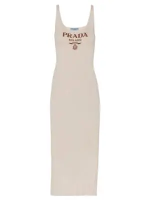 Prada Sleeveless Ribbed Dress - Ivory