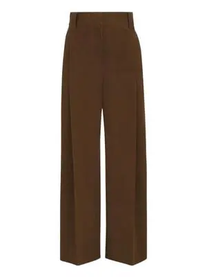 Brunello Cucinelli Stretch-cotton Moleskin Loose Sartorial Trousers With Monili - Chocolate