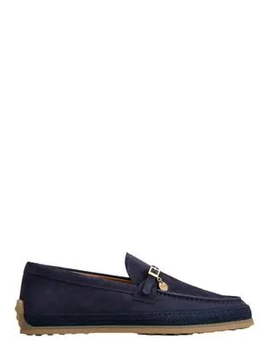 TOD'S Suede Loafers With Buckle Detail - Blue