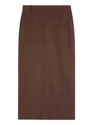 TOD'S Midi Skirt In Linen - Brown