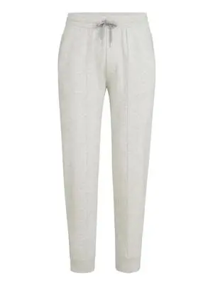 Brunello Cucinelli Cashmere Double-knit Trousers With Crête-detail And Elasticated Zipper Cuffs Light Gray