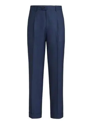 Brunello Cucinelli Super 150s Virgin Wool Houndstooth Pleated Trousers - Blue