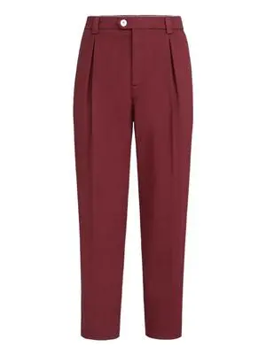 Brunello Cucinelli Garment-dyed Comfort Gabardine Trousers - Red