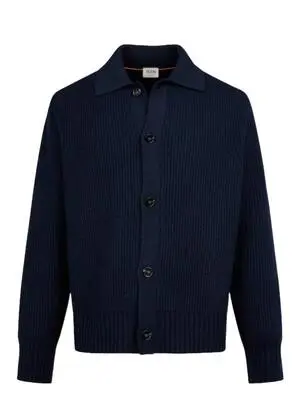TOD'S Ribbed Polo-collar Cardigan - Blue