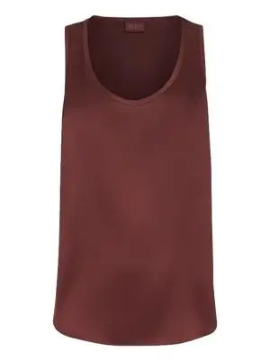 Brunello Cucinelli Brunello Cucinelli Stretch Silk Satin Sleeveless Top Wine