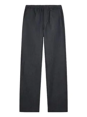 TOD'S Elasticated Drawstring Waist Casual Pants With Leather Logo Label - Blue