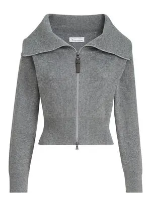 Brunello Cucinelli Brunello Cucinelli Cashmere And Alpaca Blend Ribbed Cardigan Grey