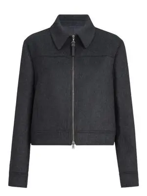 Brunello Cucinelli Brunello Cucinelli Wool Flannel Zip-Up Jacket With Monili Detail Black