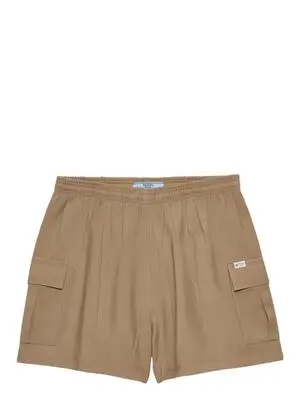 Prada Light Mohair Shorts With Logo Label - Hazelnut