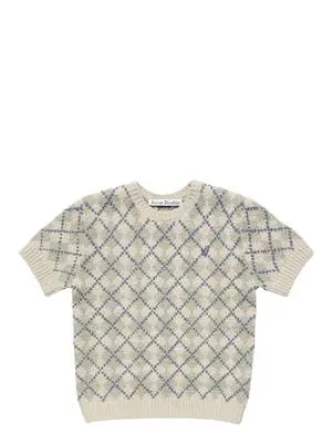 Acne Studios Bouclé Argyle Knit Sweater - Gray/white