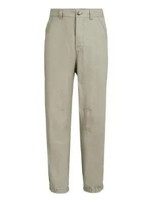 Brunello Cucinelli Linen Micro Chevron Drawstring Trousers - Sage