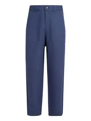 Brunello Cucinelli Linen And Cotton Drill Trousers With Patch Pockets And Drawstring - Blue