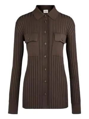 TOD'S Long-sleeved Ribbed Cardigan - Brown