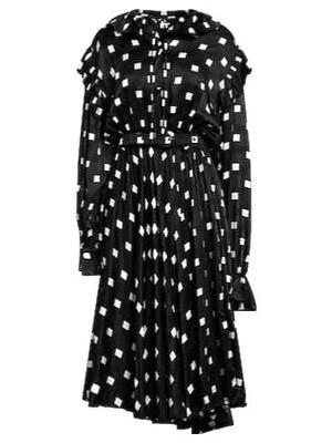 Balenciaga Midi Dress With Checked Jacquard And Frills - Black