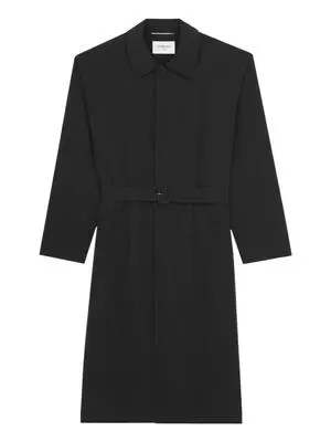 Saint Laurent Cotton Serge Coat - Black