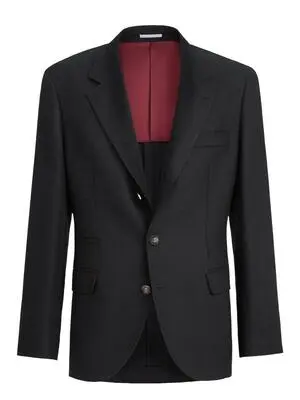 Brunello Cucinelli Silk, Linen And Wool Hopsack Deconstructed Blazer With Metal Buttons - Black