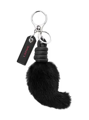 Loewe Lion Tail Charm In Mink And Calfskin - Black