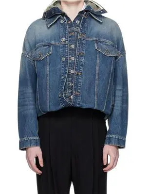 JEAN PAUL GAULTIER Denim Layered Jacket With Hood - Blue