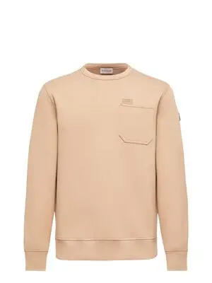 Moncler Moncler Cotton Blend Sweatshirt With Leather Logo Tag Beige