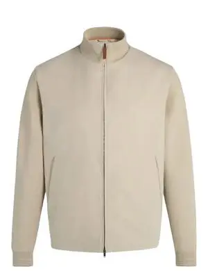 TOD'S Tod's Zip-Up Bomber Jacket With Suede Trim Beige