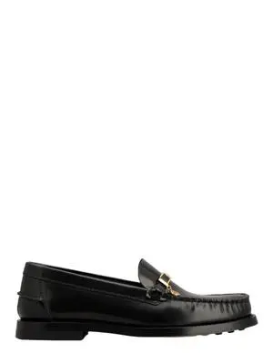 TOD'S Leather Loafers With Buckle Detail - Black