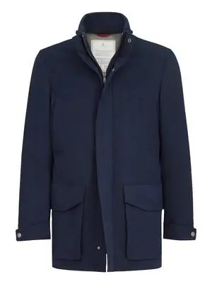 Brunello Cucinelli Water-resistant Microfiber Parka With Thermore Padding And Packable Hood - Navy Blue