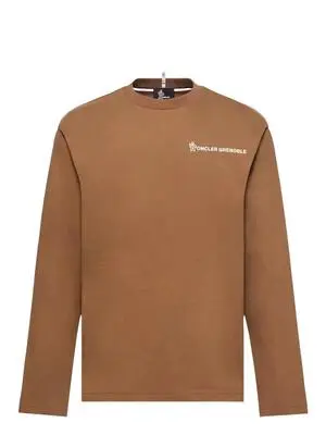 Moncler Logo Long Sleeve Cotton T-shirt - Brown