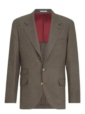 Brunello Cucinelli Mouliné Virgin Wool Twill Deconstructed Cavallo Blazer - Brown