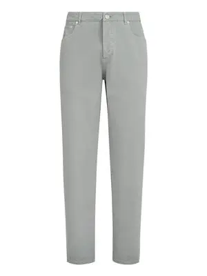 Brunello Cucinelli Garment-dyed Twisted Cotton Gabardine Trousers - Gray