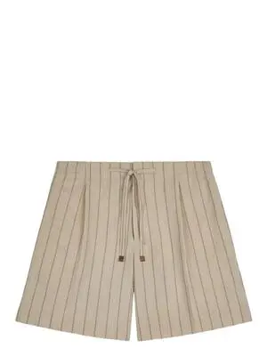 TOD'S Striped Silk Shorts - Beige
