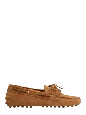 TOD'S Tod's Gommino Suede Loafers With Loop Laces Brown